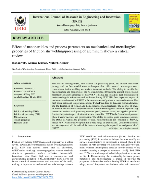 (PDF) Effect of nanoparticles and process parameters on mechanical and metallurgical properties ...