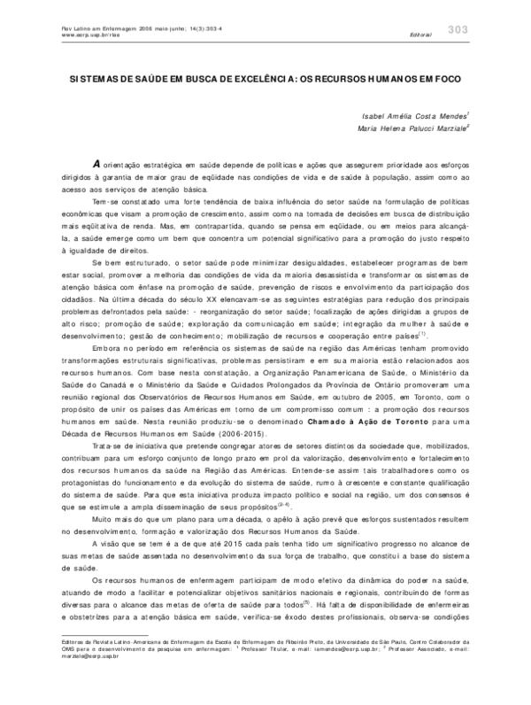 (PDF) Sistemas de sa de em busca de excel ncia: os recursos humanos em foco