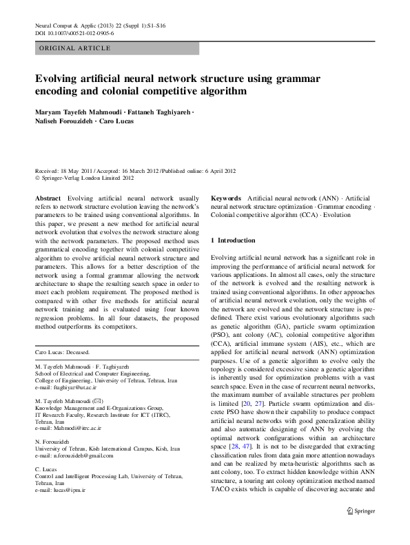 (PDF) Evolving artificial neural network structure using grammar ...