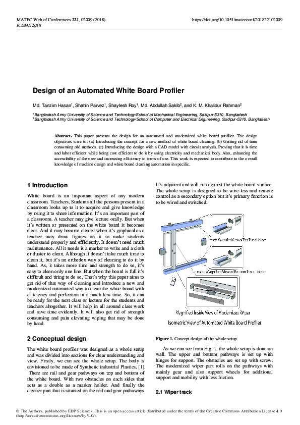 (PDF) Design of an Automated White Board Profiler