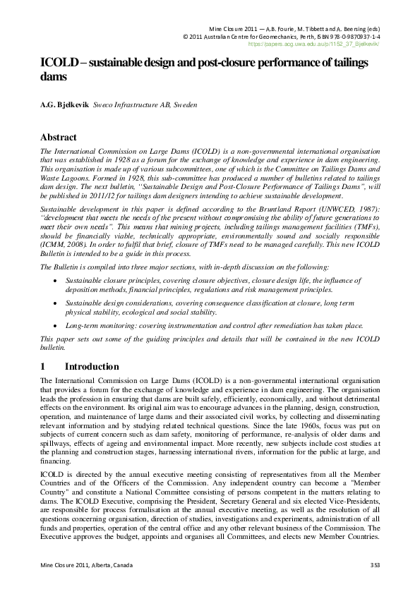 (PDF) ICOLD – sustainable design and post-closure performance of ...
