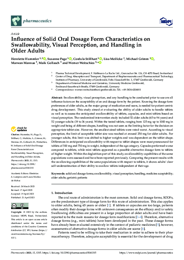 (PDF) Influence of Solid Oral Dosage Form Characteristics on ...