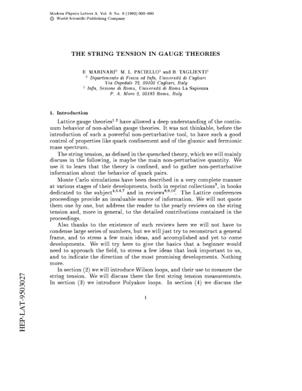 (PDF) String Tension in Gauge Theories