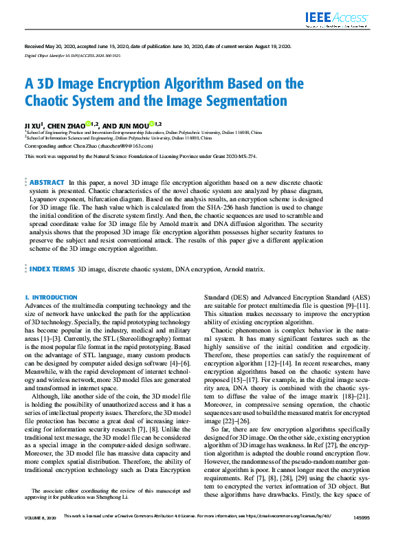 (PDF) A 3D Image Encryption Algorithm Based on the Chaotic System and the Image Segmentation