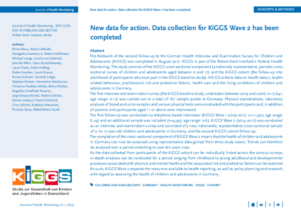 (PDF) New data for action. Data collection for KiGGS Wave 2 has been ...