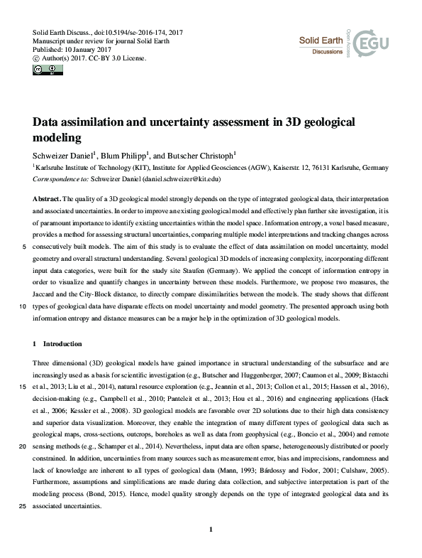 (PDF) Data assimilation and uncertainty assessment for complex geological models using a new PCA ...