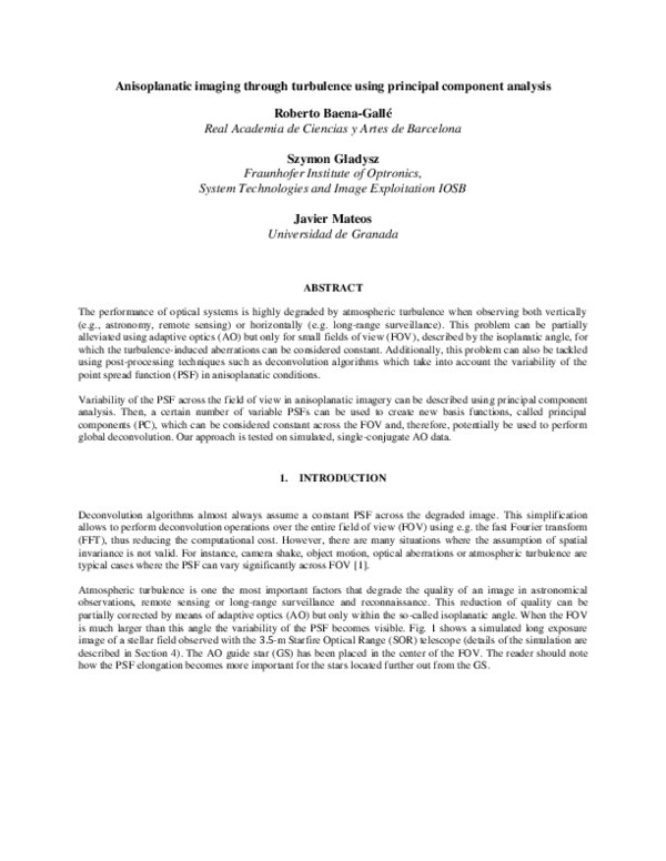 (PDF) Anisoplanatic Imaging Through Turbulence Using Principal Component Analysis