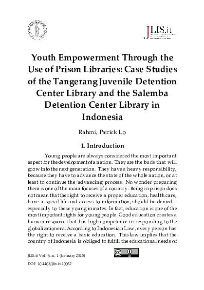 (PDF) Youth Empowerment Through the Use of Prison Libraries: Case ...