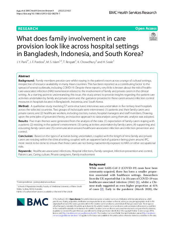 (PDF) What does family involvement in care provision look like across ...