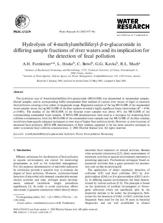 (PDF) Hydrolysis of 4-methylumbelliferyl-β-d-glucuronide in differing ...