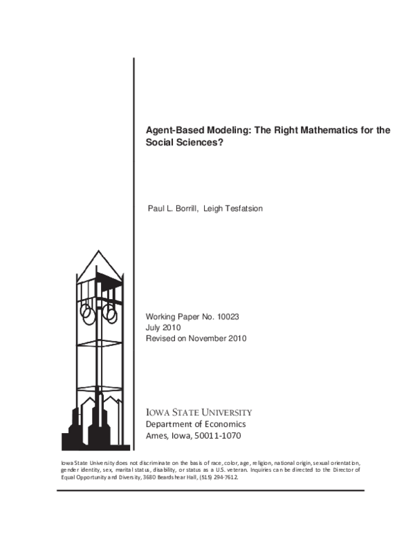 (PDF) Agent-based Modeling: The Right Mathematics for the Social Sciences?