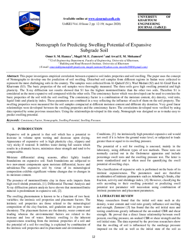 (PDF) Nomograph for Predicting Swelling Potential of Expansive Subgrade Soil