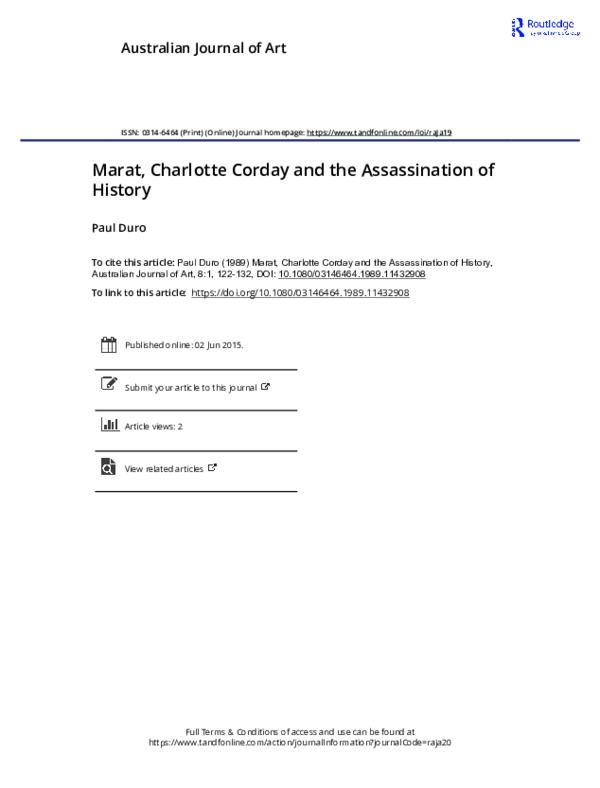 (PDF) Marat, Charlotte Corday and the Assassination of History