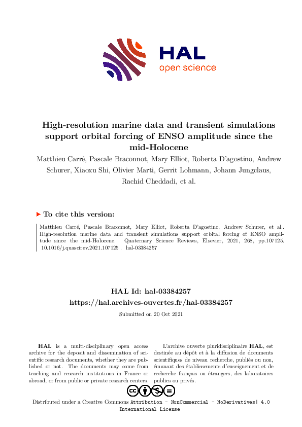 (PDF) High-resolution marine data and transient simulations support ...
