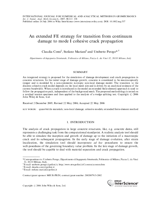 (PDF) An extended FE strategy for transition from continuum damage to mode I cohesive crack ...