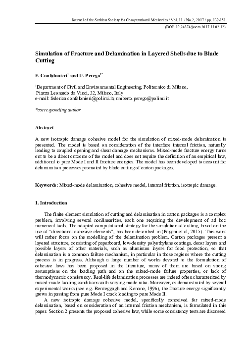 (PDF) Simulation of Fracture and Delamination in Layered Shells Due to ...