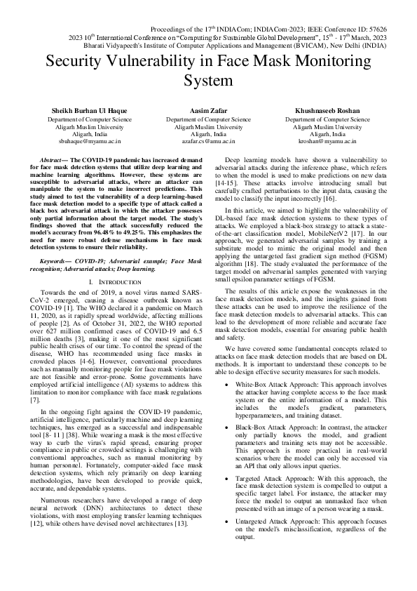 (PDF) Security Vulnerability in Face Mask Monitoring System