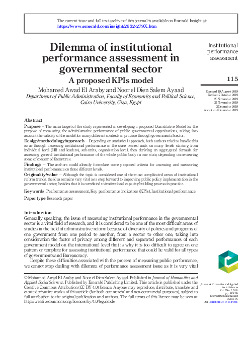 Pdf A Proposed Kpis Model