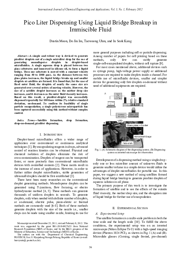 (PDF) Pico Liter Dispensing Using Liquid Bridge Breakup in Immiscible Fluid