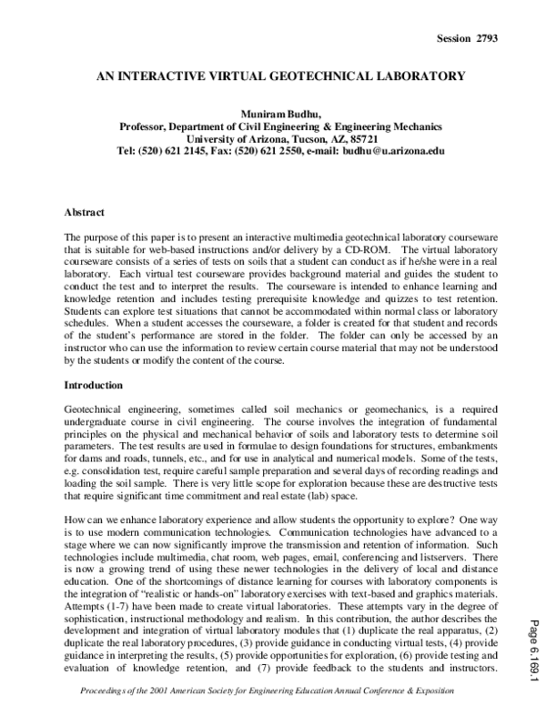 (PDF) An Interactive Virtual Geotechnical Laboratory