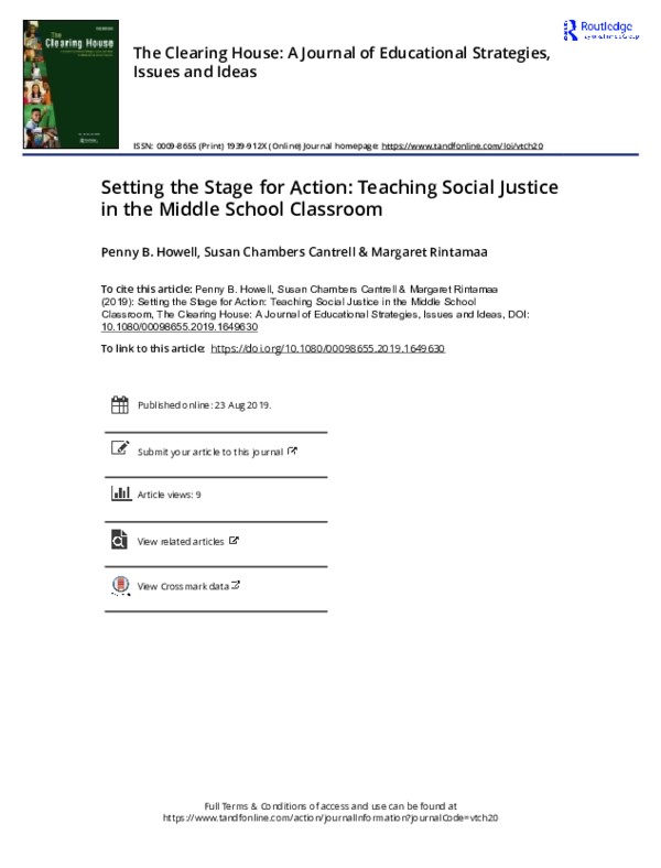 (PDF) Setting the Stage for Action: Teaching Social Justice in the ...