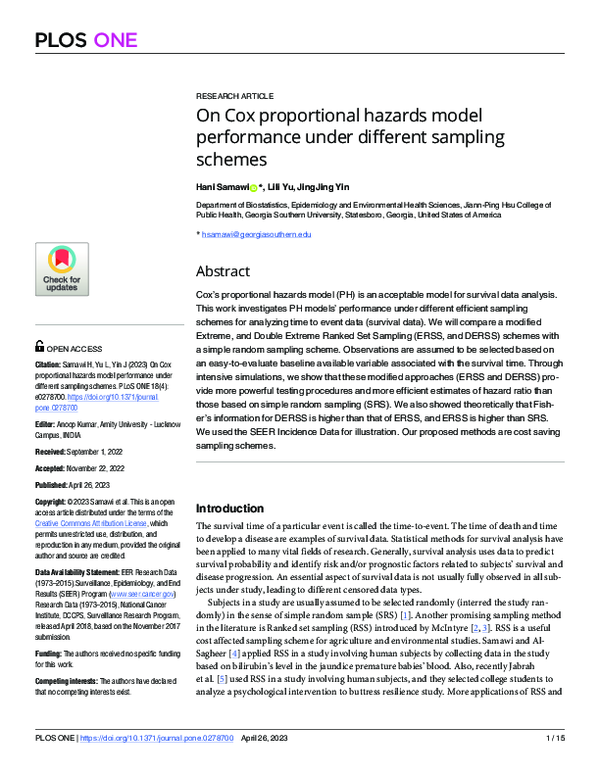 (PDF) On Cox proportional hazards model performance under different ...