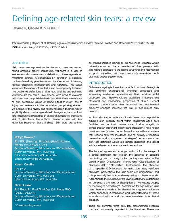 (PDF) Defining age-related skin tears: a review