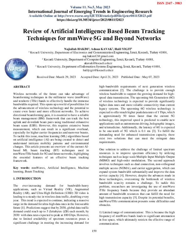 (PDF) Review of Artificial Intelligence Based Beam Tracking Techniques ...