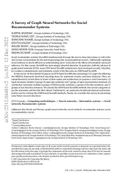 (PDF) A Survey of Graph Neural Networks for Social Recommender Systems