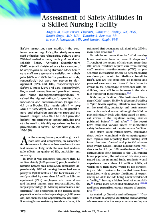(PDF) Assessment of Safety Attitudes in a Skilled Nursing Facility ...