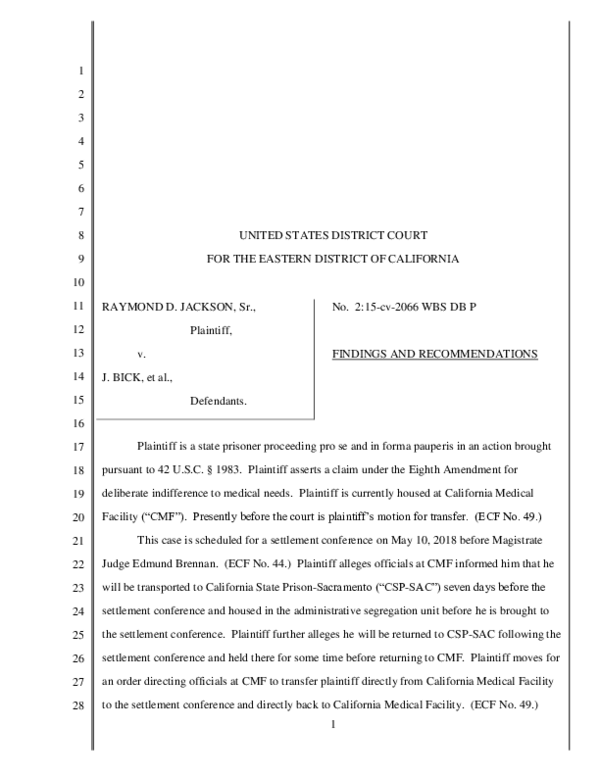 (PDF) States District Court for the Eastern District of California