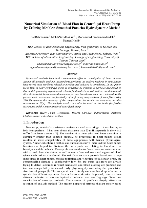(PDF) Numerical Simulation of Blood Flow in Centrifugal Heart Pump by Utilizing Meshless ...