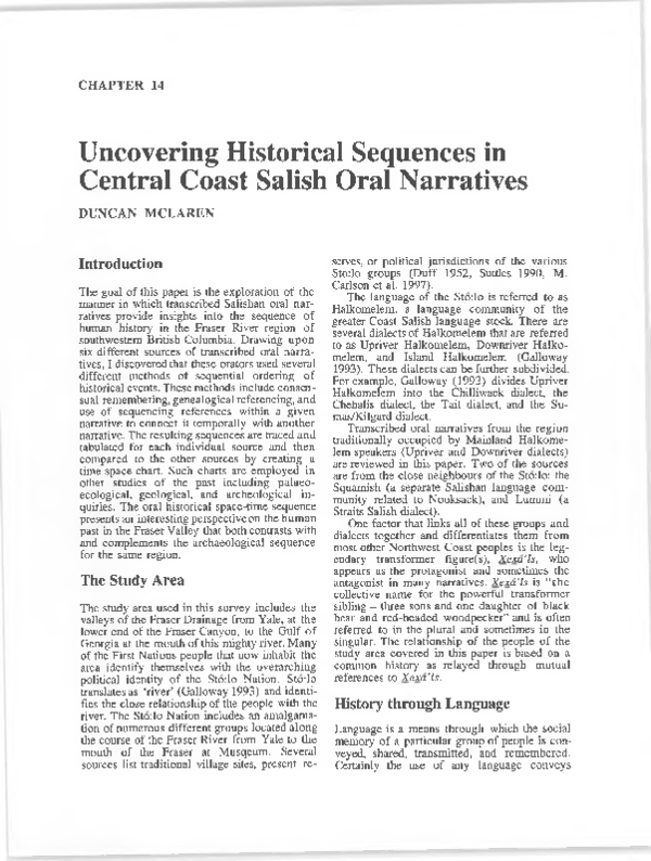 (PDF) 14 Uncovering Historical Sequences in Central Coast Salish Oral ...