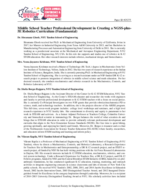 (PDF) Middle School Teacher Professional Development in Creating a NGSS ...