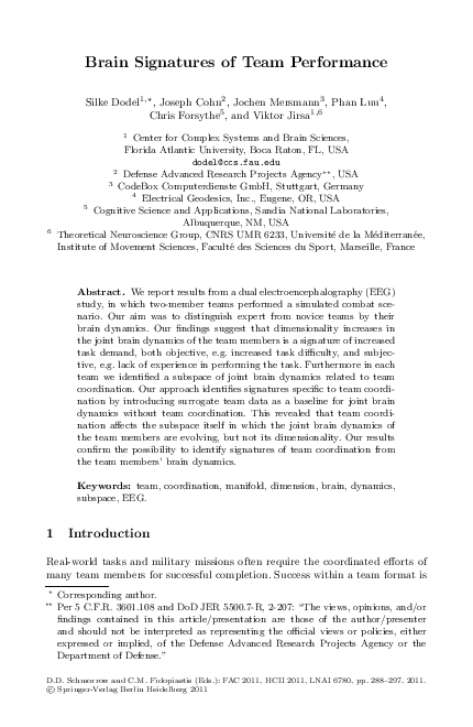 (PDF) Brain Signatures of Team Performance