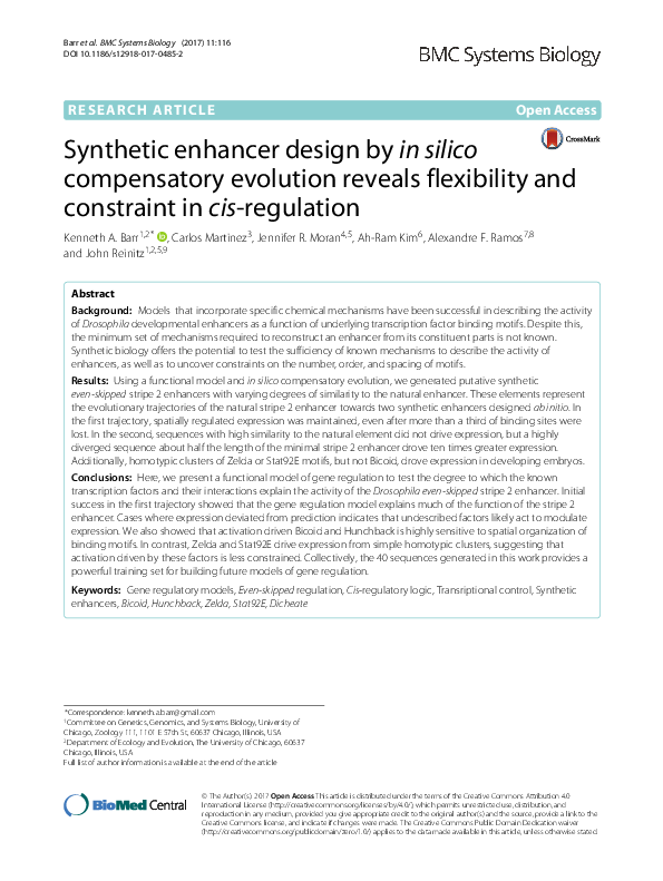 (PDF) Synthetic enhancer design by in silico compensatory evolution ...