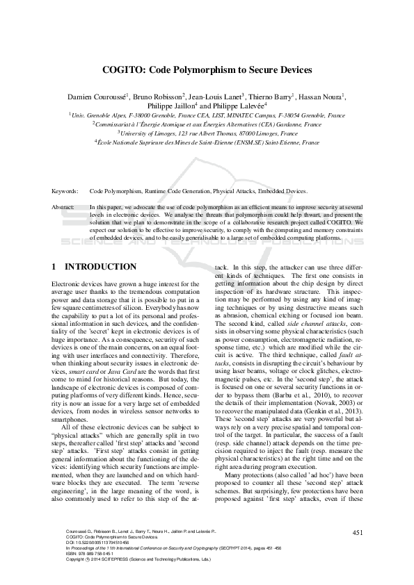 (PDF) COGITO: Code Polymorphism to Secure Devices
