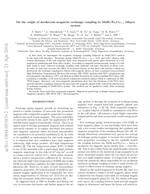 (PDF) Impact of interface structure on magnetic exchange coupling in ...