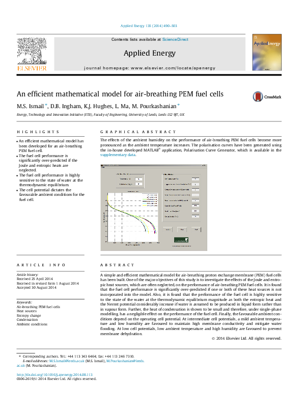 (PDF) An efficient mathematical model for air-breathing PEM fuel cells