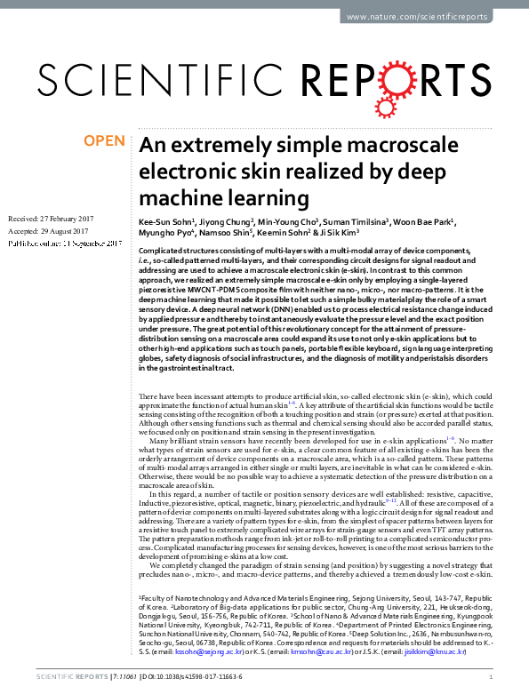 (PDF) An extremely simple macroscale electronic skin realized by deep ...