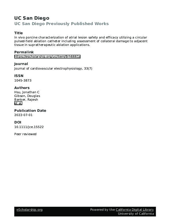 (PDF) In vivo porcine characterization of atrial lesion safety and ...