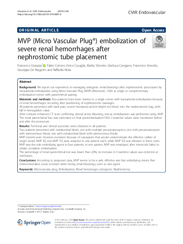 (PDF) MVP (Micro Vascular Plug®) embolization of severe renal ...