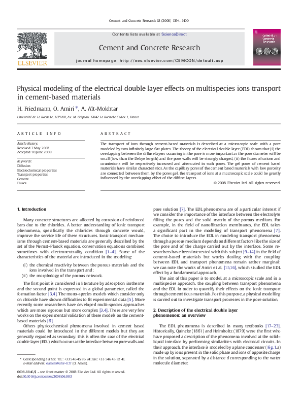 (PDF) Physical modeling of the electrical double layer effects on ...