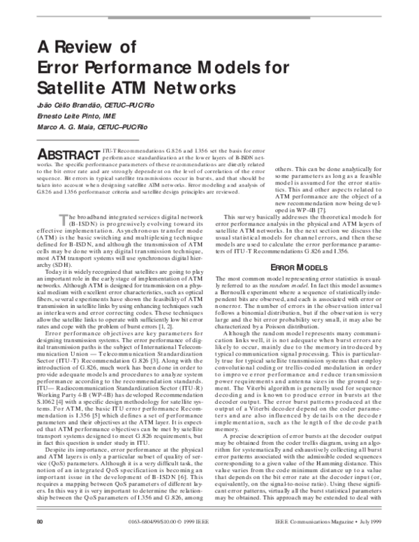 (PDF) A review of error performance models for satellite ATM networks
