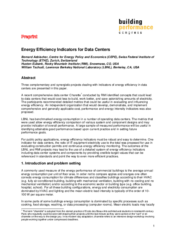 (PDF) Energy Efficiency Indicators for Data Centers