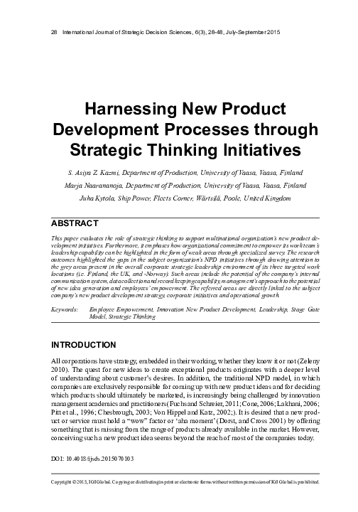 (PDF) Harnessing New Product Development Processes through Strategic Thinking Initiatives