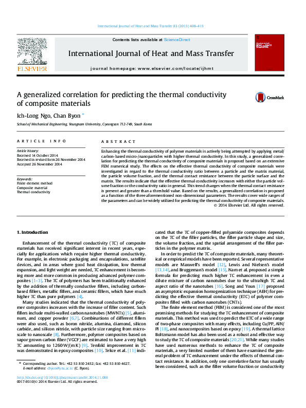 (PDF) A generalized correlation for predicting the thermal conductivity of composite materials