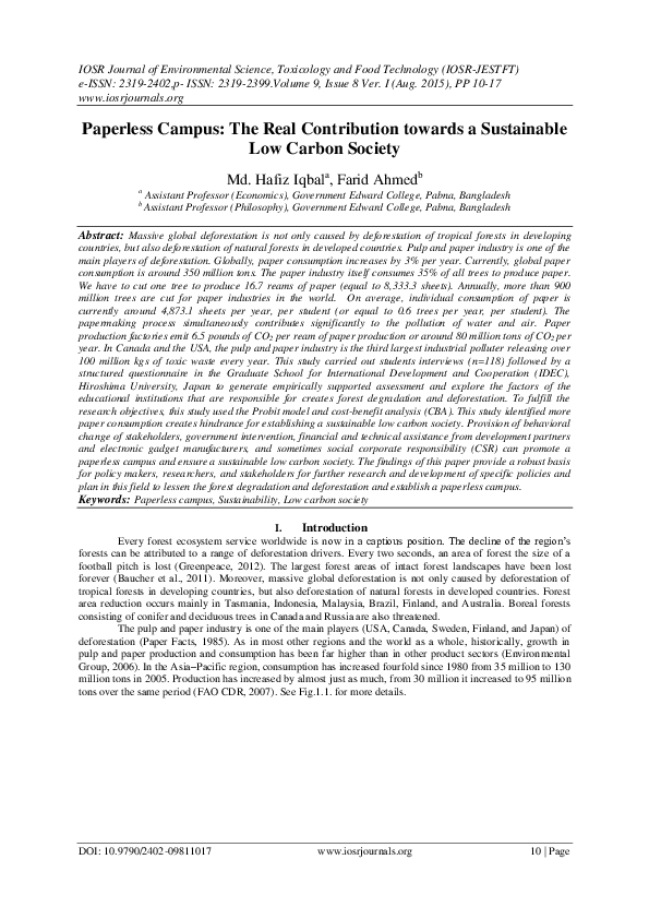(PDF) Paperless Campus: The Real Contribution towards a Sustainable Low ...