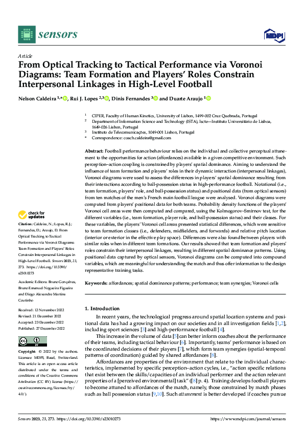 (PDF) From Optical Tracking to Tactical Performance via Voronoi ...