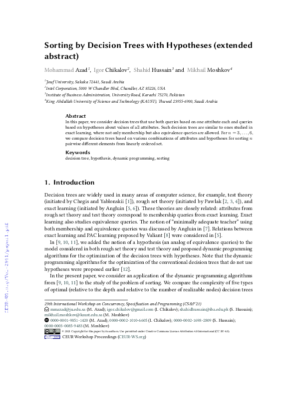 (PDF) Sorting by Decision Trees with Hypotheses (extended abstract)